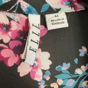 Elle | Tops | Elle Button Up Long Sleeve Floral Blouse Medium | Poshmark